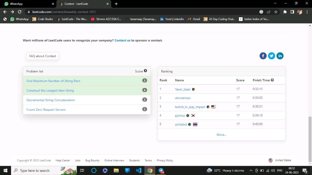 Tanamay Singh on LinkedIn: #leetcodecontest #problemsolving # ... Tanamay Singh on LinkedIn: #leetcodecontest #problemsolving # ...