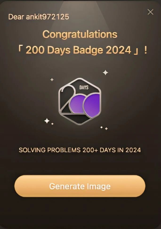 Achieved 200-day LeetCode challenge | Ankit Sharma posted on the topic ... Achieved 200-day LeetCode challenge | Ankit Sharma posted on the topic ...