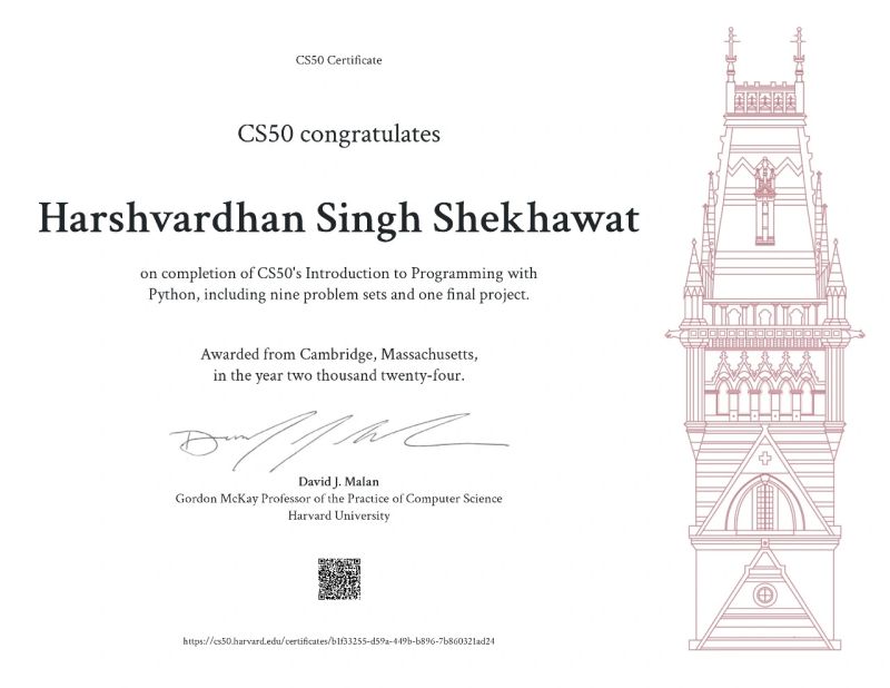 Harshvardhan Singh Shekhawat on LinkedIn: #python #cs50 # ... Harshvardhan Singh Shekhawat on LinkedIn: #python #cs50 # ...