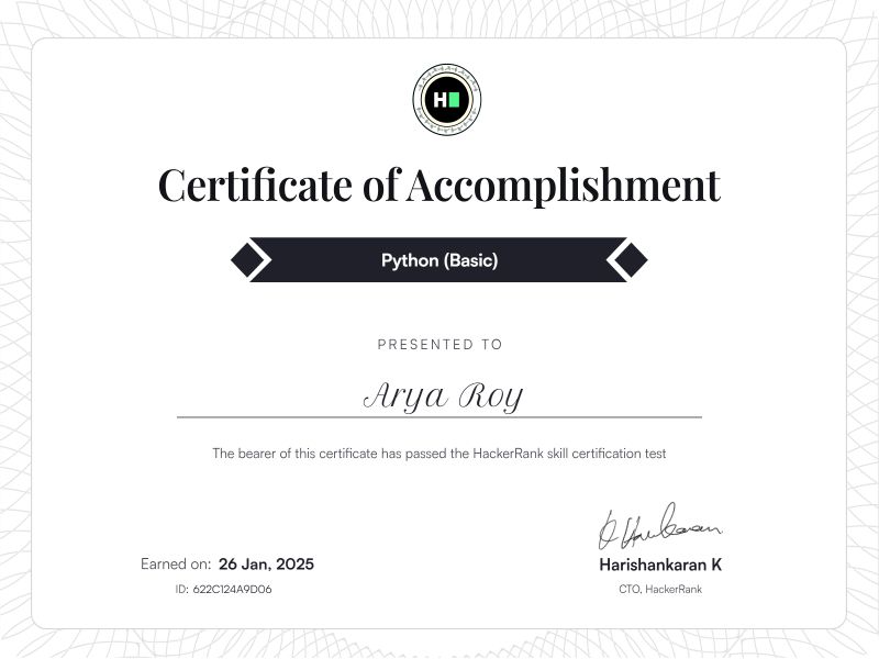 Arya Roy on LinkedIn: #coding #hackerrank #python Arya Roy on LinkedIn: #coding #hackerrank #python