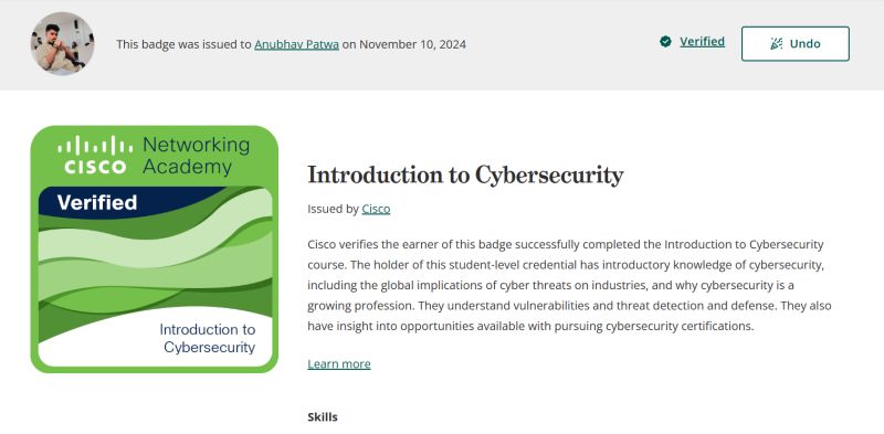 Anubhav Patwa on LinkedIn: #cybersecurity #cisco #networkingacademy # ... Anubhav Patwa on LinkedIn: #cybersecurity #cisco #networkingacademy # ...