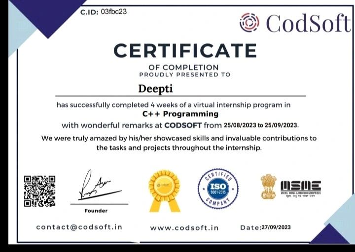 Deepti Gangwar on LinkedIn: #codsoft Deepti Gangwar on LinkedIn: #codsoft