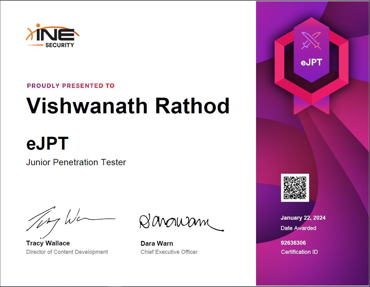 Vishwanath Rathod on LinkedIn: #ceh #ejpt #dfe #nde #aoc #ceh #ejpt # ... Vishwanath Rathod on LinkedIn: #ceh #ejpt #dfe #nde #aoc #ceh #ejpt # ...