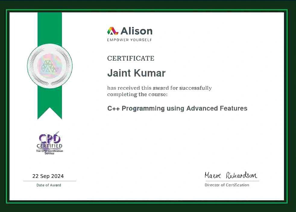 Jaint kumar Khajumal on LinkedIn: #cpp #advancedprogramming #coding # ... Jaint kumar Khajumal on LinkedIn: #cpp #advancedprogramming #coding # ...