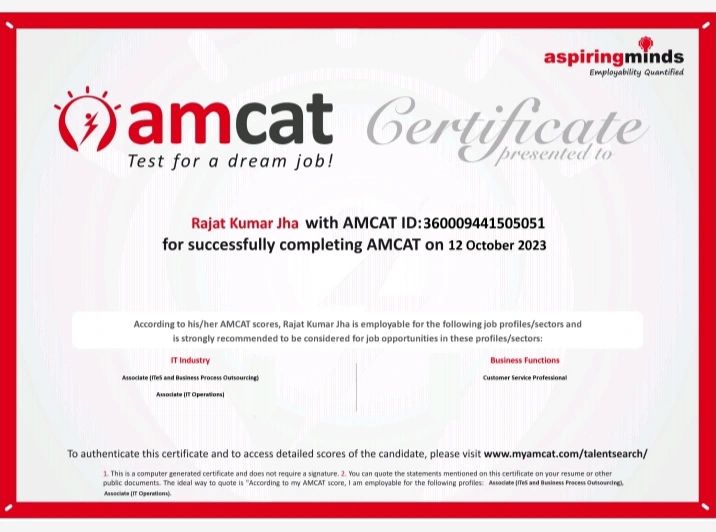 Rajat Kumar Jha on LinkedIn: SHL AMCAT | SHL Rajat Kumar Jha on LinkedIn: SHL AMCAT | SHL