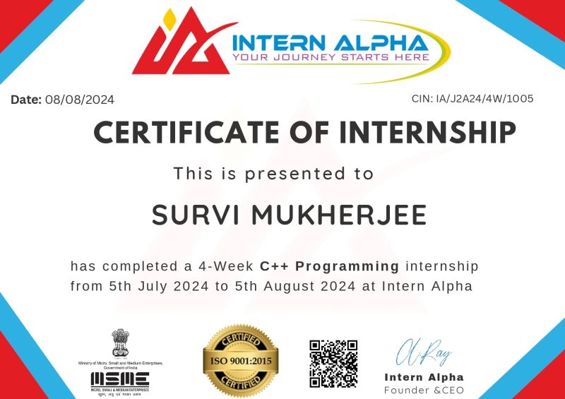 Survi Mukherjee on LinkedIn: #internship #cplusplus #programming # ... Survi Mukherjee on LinkedIn: #internship #cplusplus #programming # ...