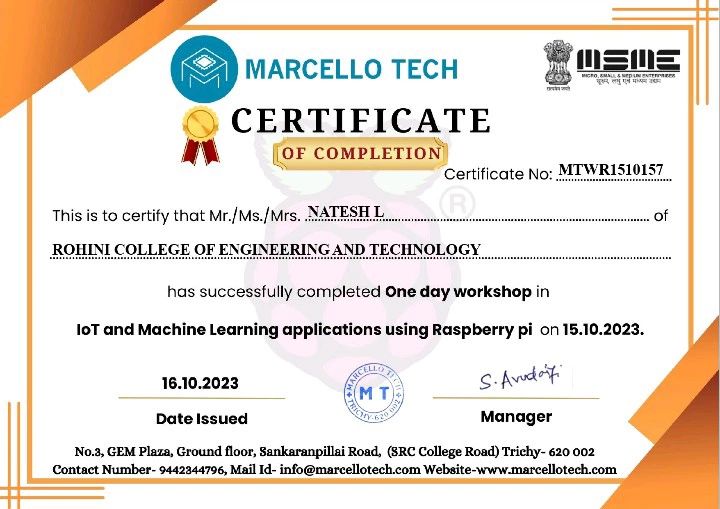 Natesh .L on LinkedIn: completed the work shop about raspberry Pi IoT Natesh .L on LinkedIn: completed the work shop about raspberry Pi IoT