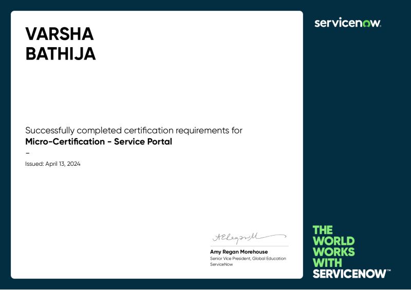 Varsha Bathija on LinkedIn: #servicenow Varsha Bathija on LinkedIn: #servicenow