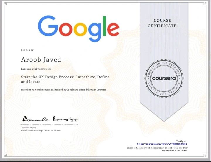Aroob Javed on LinkedIn: #cousera #uiuxdesigner #google #uxresearch # ... Aroob Javed on LinkedIn: #cousera #uiuxdesigner #google #uxresearch # ...
