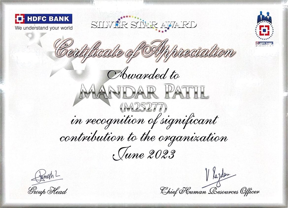Mandar Patil on LinkedIn: #silverstar Mandar Patil on LinkedIn: #silverstar