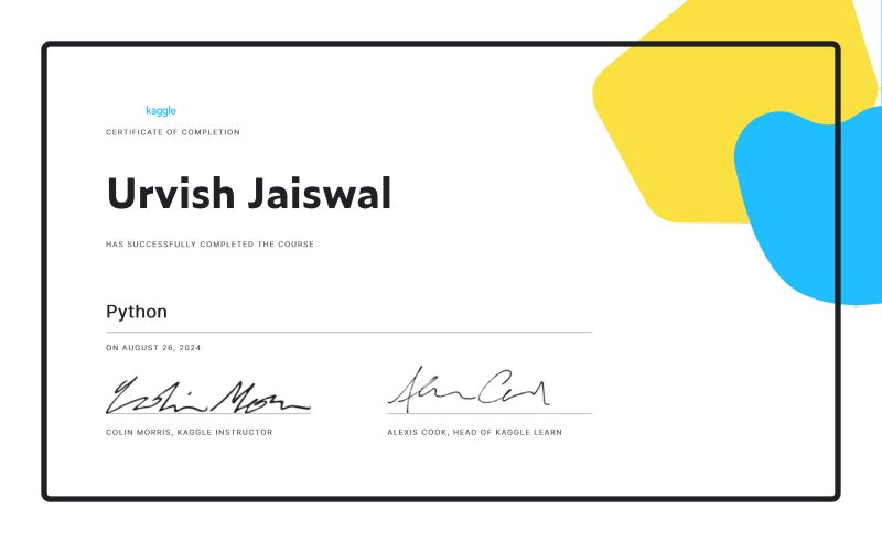 Urvish Jaiswal on LinkedIn: #python #kaggle #certification # ... Urvish Jaiswal on LinkedIn: #python #kaggle #certification # ...