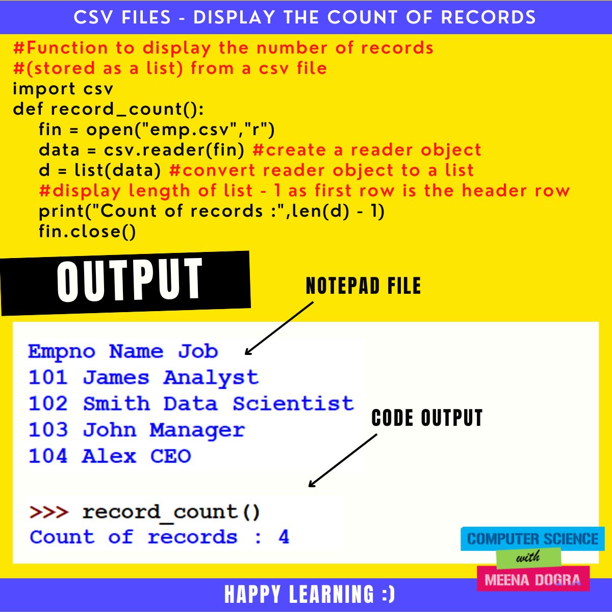 How to calculate records in csv files | Meena Dogra posted on the topic ... How to calculate records in csv files | Meena Dogra posted on the topic ...
