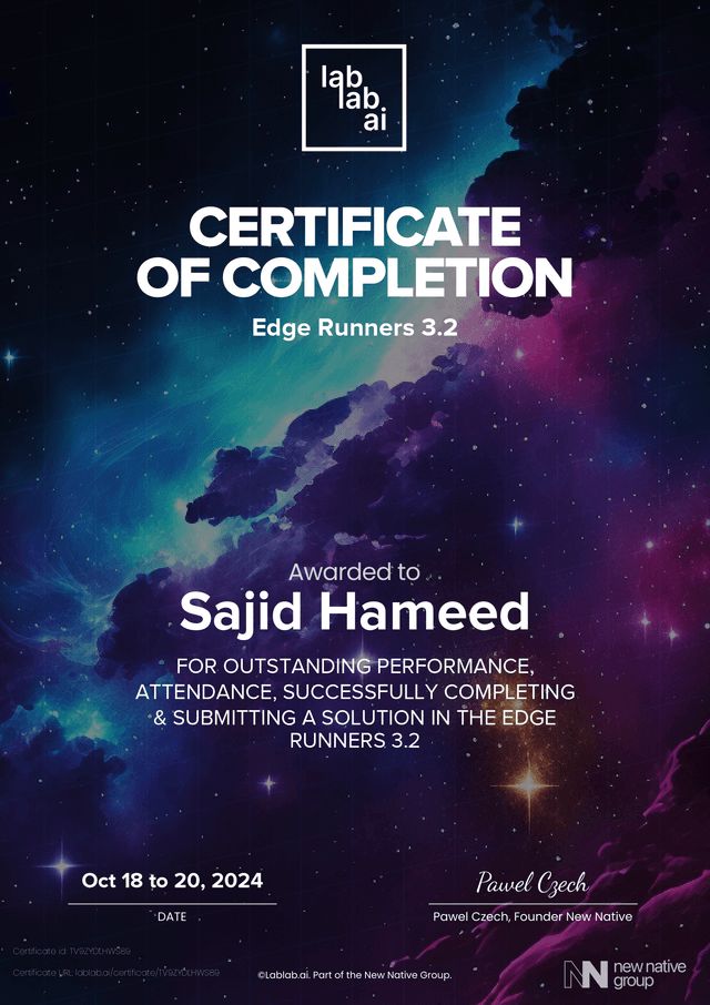 Sajid Hameed on LinkedIn: #globalhackathon #edgerunner #innovation # ... Sajid Hameed on LinkedIn: #globalhackathon #edgerunner #innovation # ...