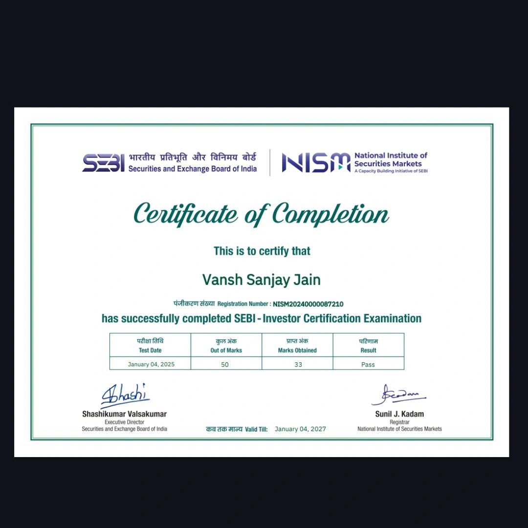 #sebi #nism | Vansh Jain #sebi #nism | Vansh Jain