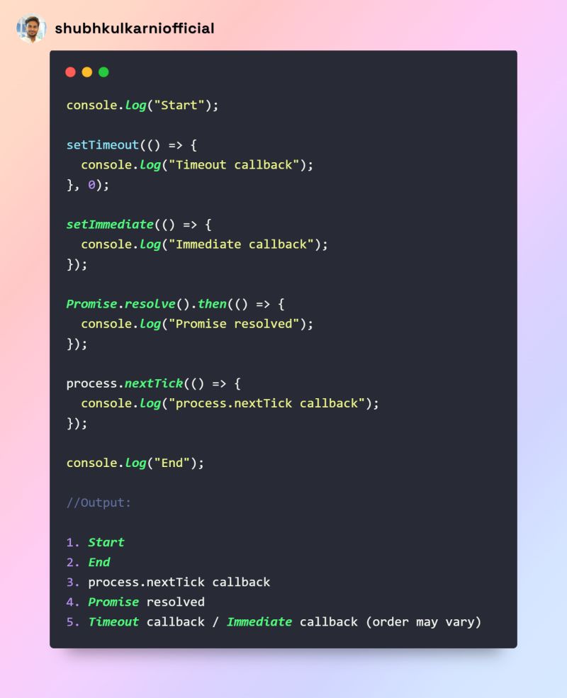 Shubham Kulkarni on LinkedIn: #nodejs #javascript #eventloop #asyncjs # ... Shubham Kulkarni on LinkedIn: #nodejs #javascript #eventloop #asyncjs # ...