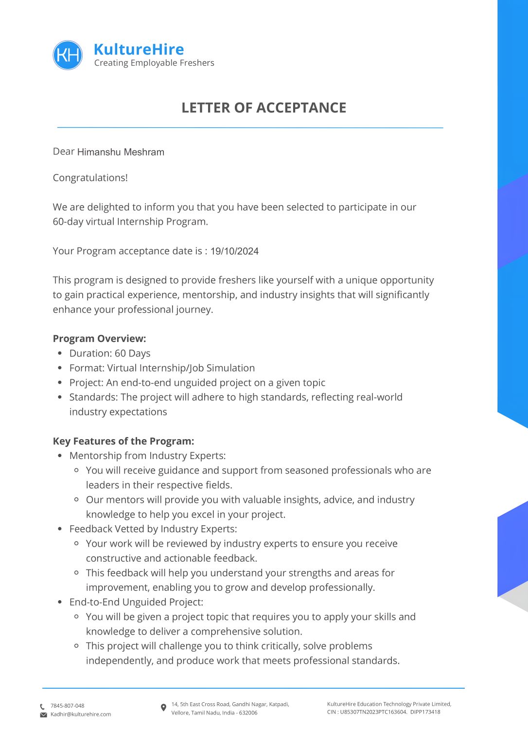 Himanshu Meshram on LinkedIn: #internship #kulturehire #learning # ... Himanshu Meshram on LinkedIn: #internship #kulturehire #learning # ...