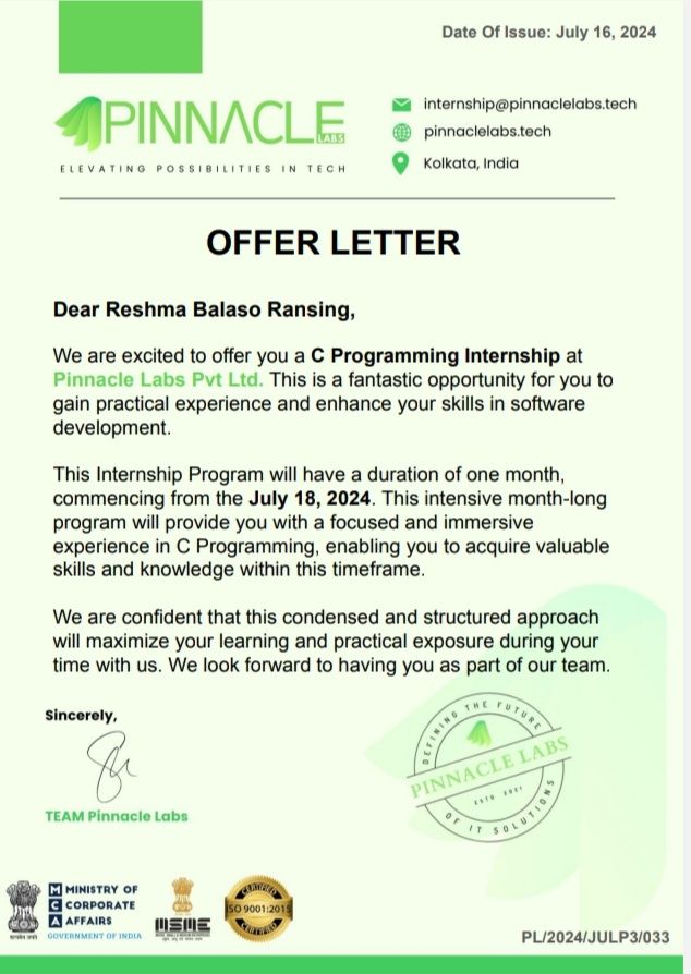 #internship #cprogramming #pinnaclelabs #excited | Reshma Ransing #internship #cprogramming #pinnaclelabs #excited | Reshma Ransing