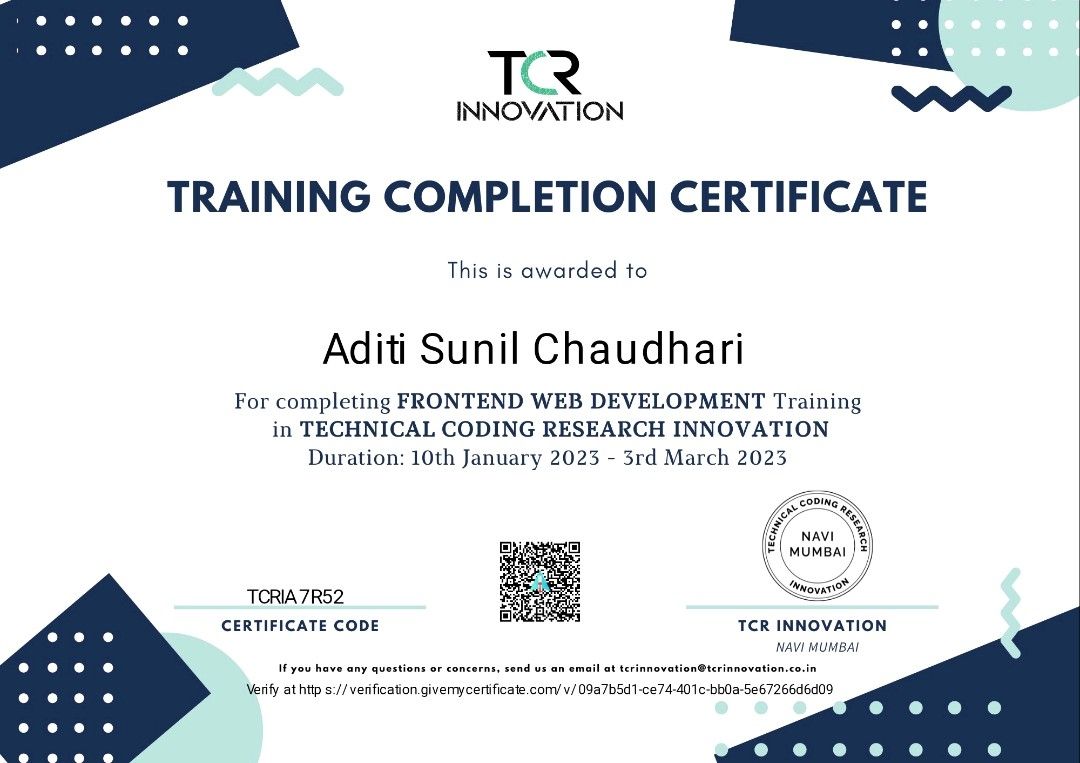 Aditi Chaudhari on LinkedIn: Hello everyone, I have completed my ... Aditi Chaudhari on LinkedIn: Hello everyone, I have completed my ...