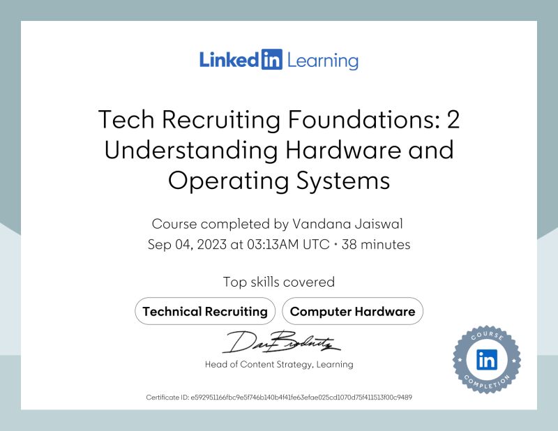 Vandana Jaiswal on LinkedIn: Certificate of Completion Vandana Jaiswal on LinkedIn: Certificate of Completion
