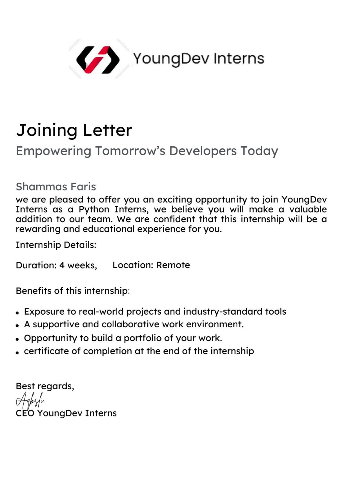 Shammas Faris on LinkedIn: #python #internship #youngdevinterns #tech # ... Shammas Faris on LinkedIn: #python #internship #youngdevinterns #tech # ...