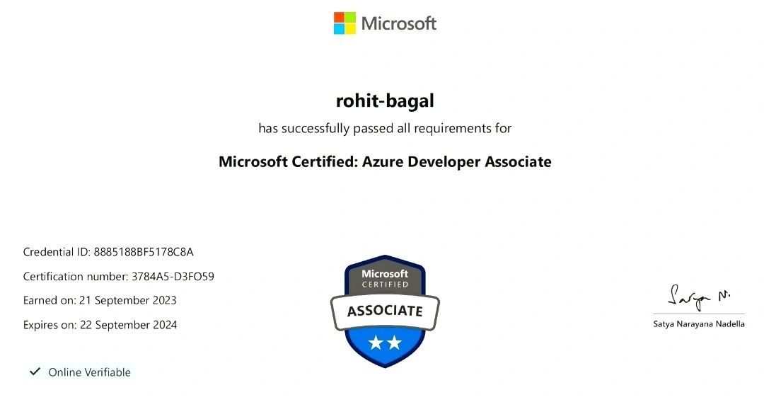 ROHIT BAGAL on LinkedIn: #azure #certification #azuredeveloperassociate ... ROHIT BAGAL on LinkedIn: #azure #certification #azuredeveloperassociate ...