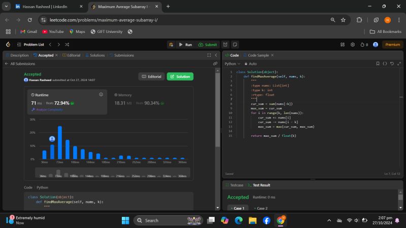 Hassan Rasheed on LinkedIn: #100daysofleetcode #maximum_average ... Hassan Rasheed on LinkedIn: #100daysofleetcode #maximum_average ...