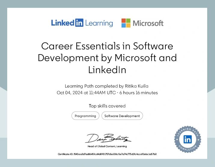 Ritika Kuila on LinkedIn: #softwaredevelopment #learning #microsoft # ... Ritika Kuila on LinkedIn: #softwaredevelopment #learning #microsoft # ...