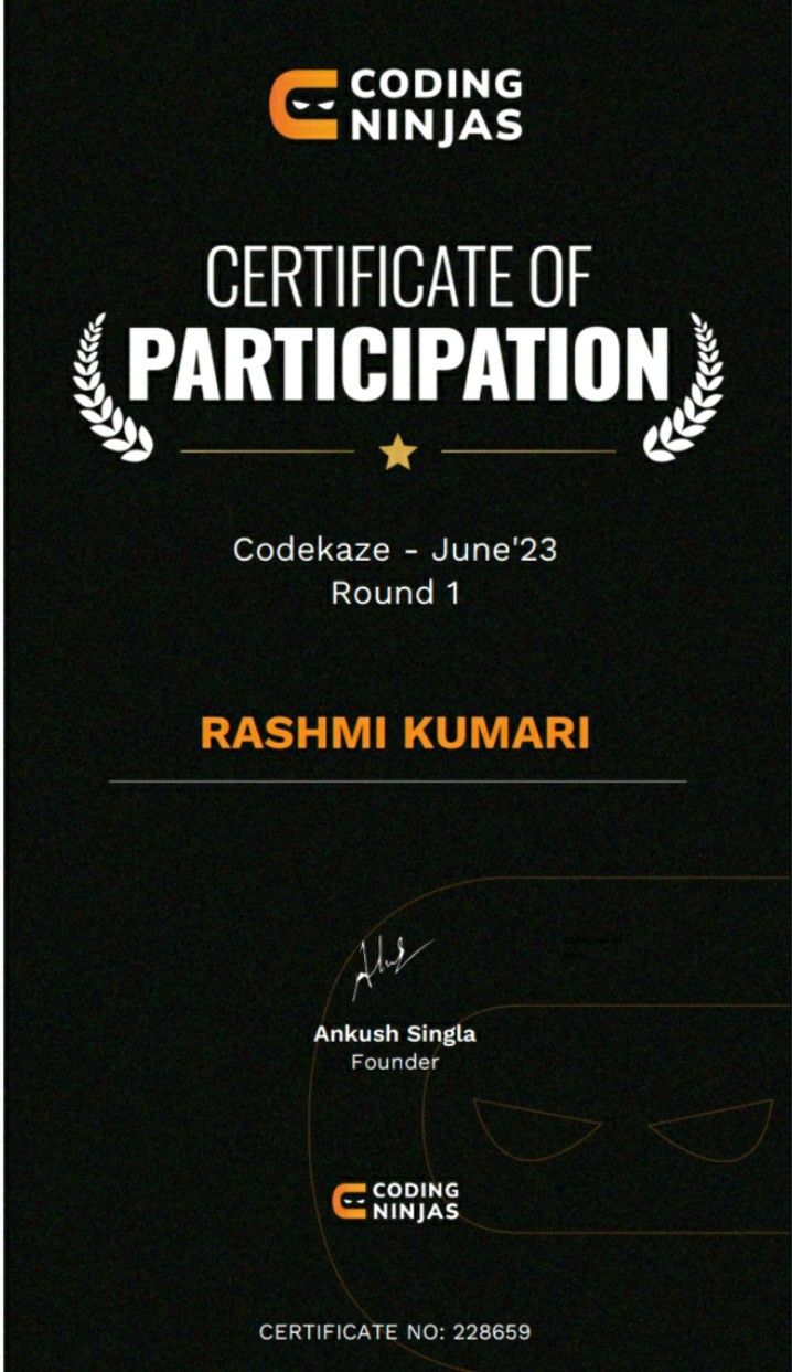 Rashmi Kumari on LinkedIn: #codekaze #codingcompetition # ... Rashmi Kumari on LinkedIn: #codekaze #codingcompetition # ...
