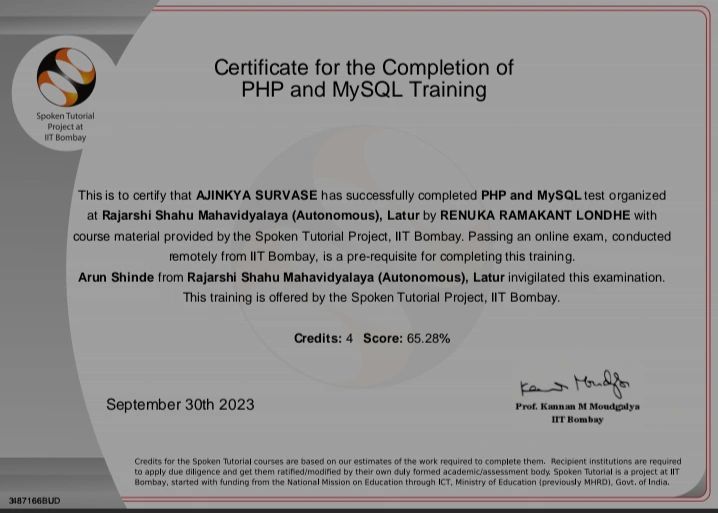 #iitbombay #php | Ajinkya Survase #iitbombay #php | Ajinkya Survase