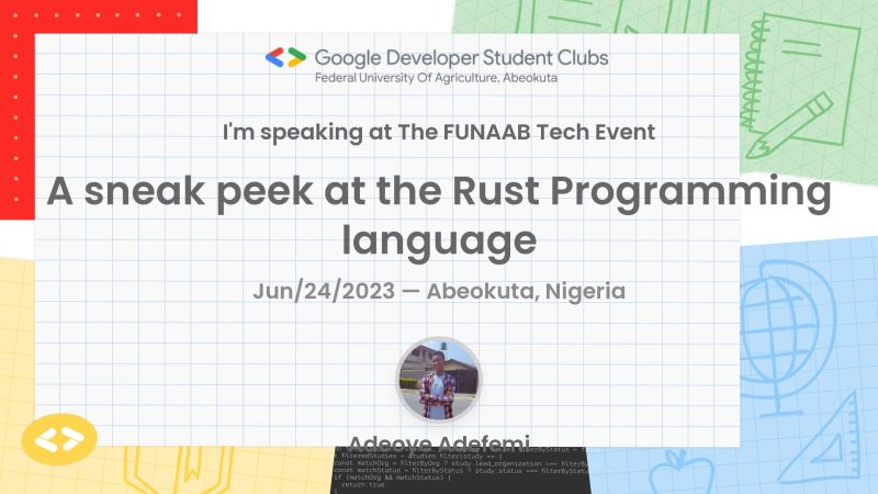 Adeoye Adefemi on LinkedIn: I'll be speaking about the Rust Programming ... Adeoye Adefemi on LinkedIn: I'll be speaking about the Rust Programming ...
