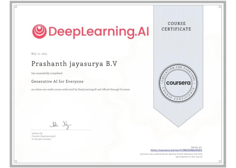 PRASHANTH JAYASURYA B.V on LinkedIn: completed course on PRASHANTH JAYASURYA B.V on LinkedIn: completed course on