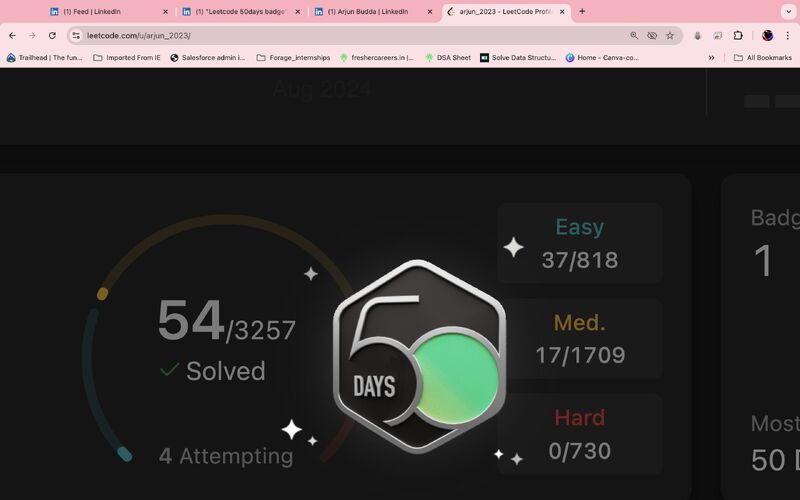 Arjun Budda on LinkedIn: #celebrating #leetcode50daysbadge #leetcode # ... Arjun Budda on LinkedIn: #celebrating #leetcode50daysbadge #leetcode # ...
