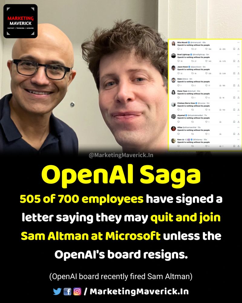 Marketing Maverick on LinkedIn: 505 of 700 employees in OpenAl tell the ... Marketing Maverick on LinkedIn: 505 of 700 employees in OpenAl tell the ...