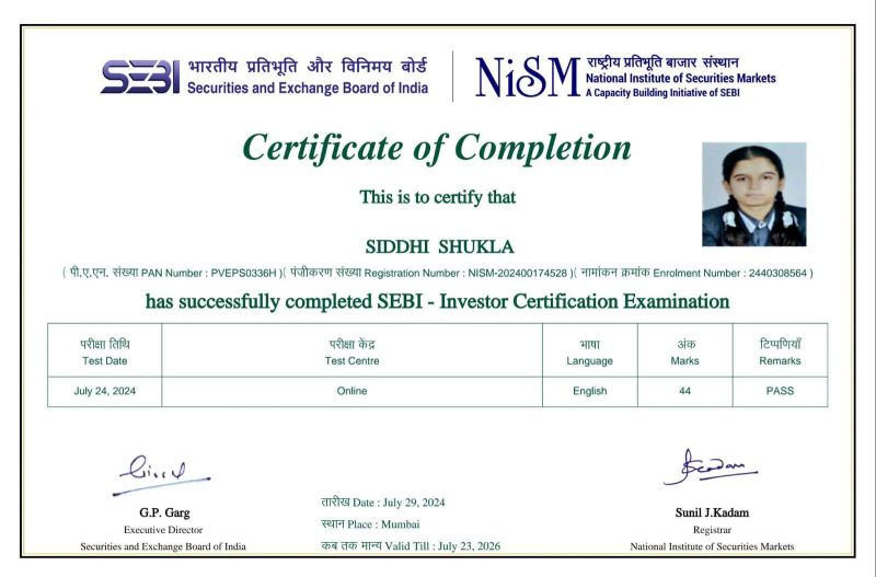 Siddhi Shukla on LinkedIn: #sebi #nism #finance #investorcertification Siddhi Shukla on LinkedIn: #sebi #nism #finance #investorcertification