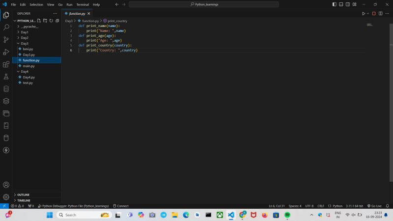Komal Siddharth on LinkedIn: #day3 #100daysofcode #pythonfunctions # ... Komal Siddharth on LinkedIn: #day3 #100daysofcode #pythonfunctions # ...