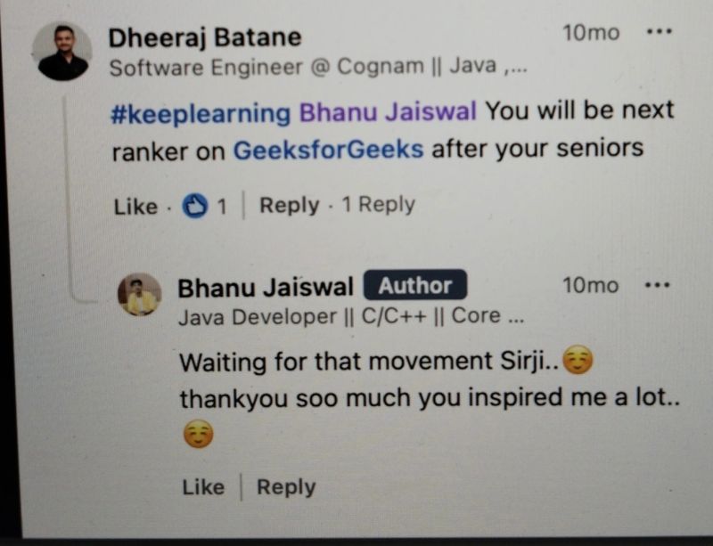 Bhanu Jaiswal on LinkedIn: #gratitude #gfg #rank1 #mentorshipmatters # ... Bhanu Jaiswal on LinkedIn: #gratitude #gfg #rank1 #mentorshipmatters # ...