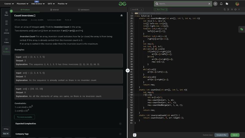 #countinversions #mergesort #sorting #geekstreak2024 #geeksforgeeks ... #countinversions #mergesort #sorting #geekstreak2024 #geeksforgeeks ...
