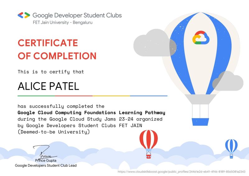 Alice Patel on LinkedIn: #googlecloud #gcp #cloudcomputing #jainuniversity Alice Patel on LinkedIn: #googlecloud #gcp #cloudcomputing #jainuniversity