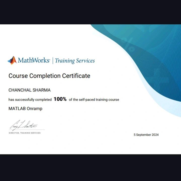 Chanchal Sharma on LinkedIn: #matlab #certification # ... Chanchal Sharma on LinkedIn: #matlab #certification # ...