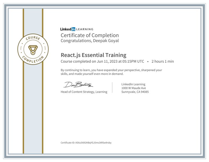Deepak Goyal on LinkedIn: Certificate of Completion Deepak Goyal on LinkedIn: Certificate of Completion
