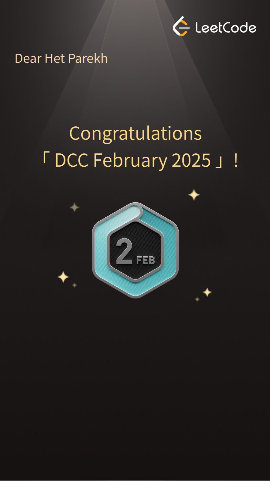 Earned LeetCode DCC badge for February 2025 | Het Parekh posted on the ... Earned LeetCode DCC badge for February 2025 | Het Parekh posted on the ...