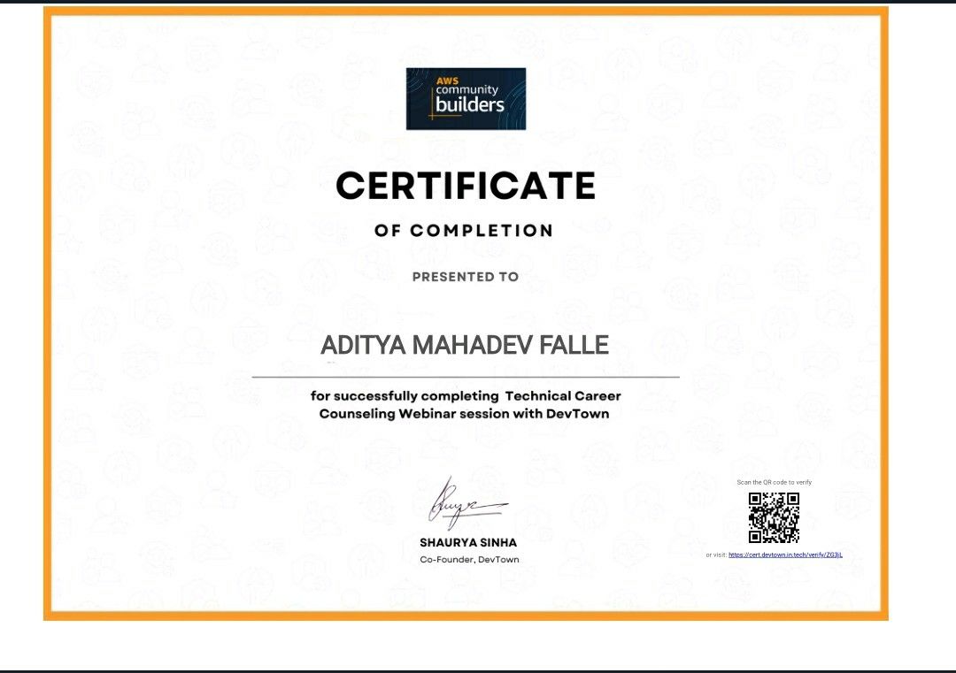 Aditya Falle on LinkedIn: #devtownbootcamp #devtown #aws Aditya Falle on LinkedIn: #devtownbootcamp #devtown #aws