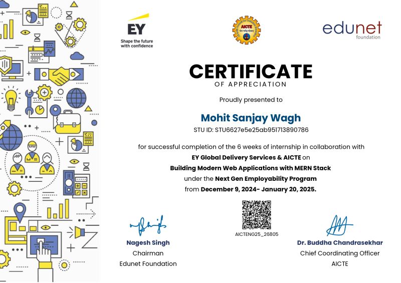 #internship #ey #aicte #mernstack #webdevelopment… | Mohit Wagh #internship #ey #aicte #mernstack #webdevelopment… | Mohit Wagh