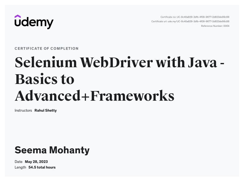Seema Mohanty on LinkedIn: #automation #java #seleniumwebdriver # ... Seema Mohanty on LinkedIn: #automation #java #seleniumwebdriver # ...