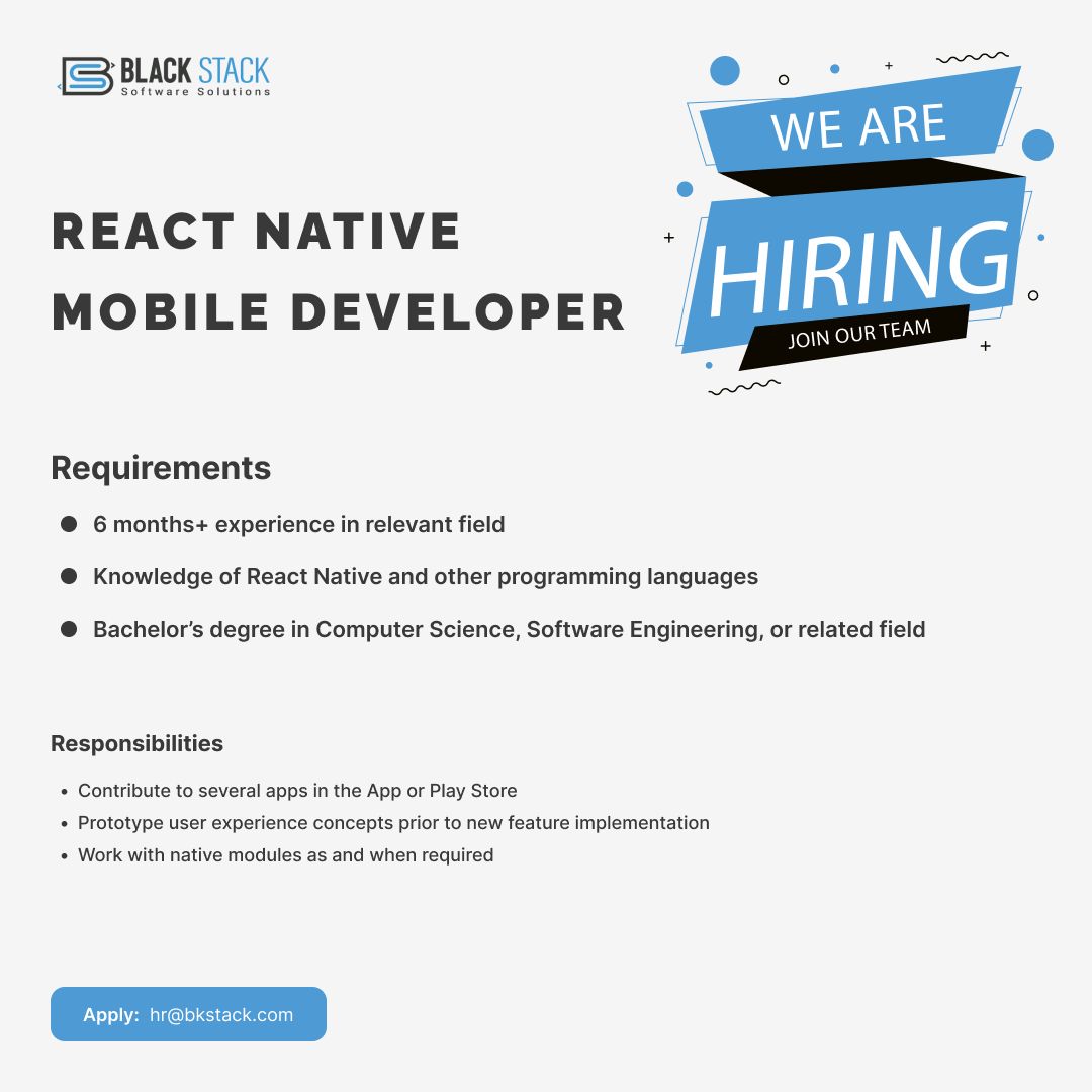 Blackstack Software Solutions on LinkedIn: #reactnativedeveloper # ... Blackstack Software Solutions on LinkedIn: #reactnativedeveloper # ...