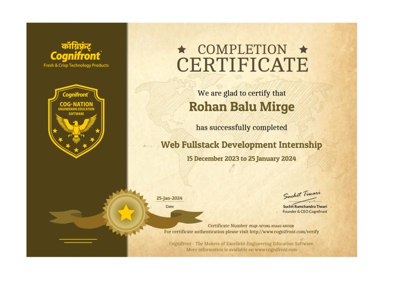 🎓 Exciting News! Just Completed My Web Fullstack Development Internship ... 🎓 Exciting News! Just Completed My Web Fullstack Development Internship ...