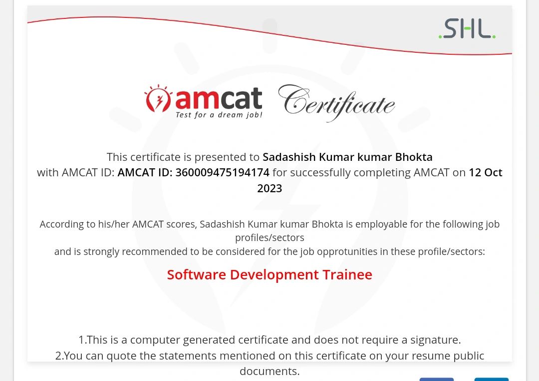 Sadashish Kumar Bhokta on LinkedIn: #software_development_trainee Sadashish Kumar Bhokta on LinkedIn: #software_development_trainee