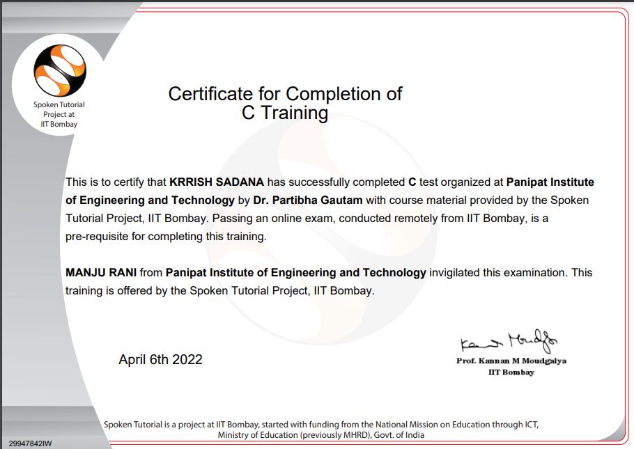 Krrish Sadana on LinkedIn: #certification #cprogramming # ... Krrish Sadana on LinkedIn: #certification #cprogramming # ...