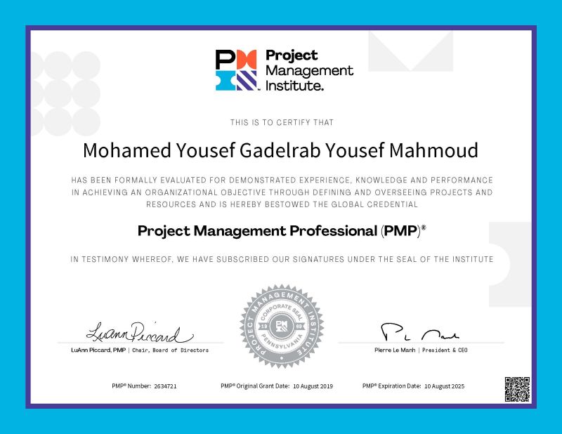 Mohamed Youssef(PMP_PMI-SP®_PMI-RMP®_PMI-ACP®_P3O) . on LinkedIn: I am ... Mohamed Youssef(PMP_PMI-SP®_PMI-RMP®_PMI-ACP®_P3O) . on LinkedIn: I am ...