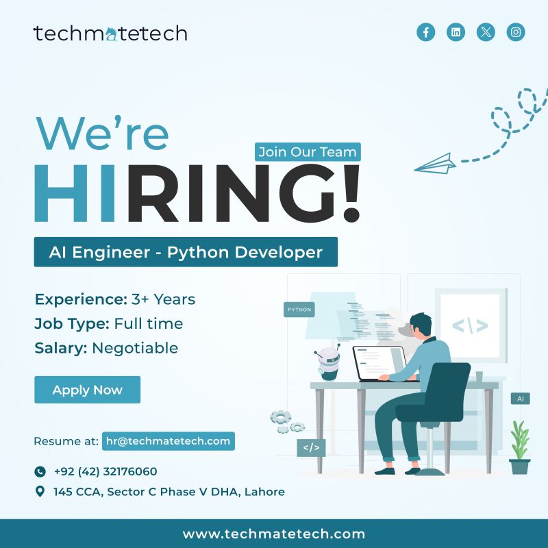 Techmatetech Pakistan on LinkedIn: #hiring #alert #python #developer # ... Techmatetech Pakistan on LinkedIn: #hiring #alert #python #developer # ...